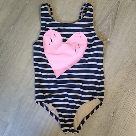 Crewcuts | Swim | Crewcuts Striped Graphic Heart Bathing Suit 45 Kids ...